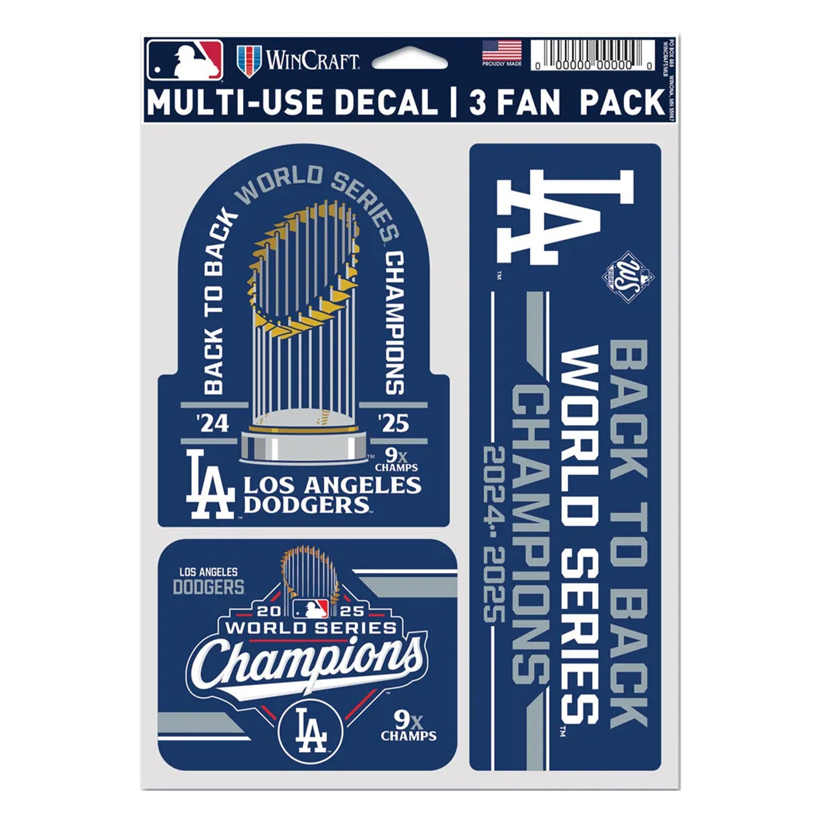 World Series Champions Los Angeles Dodgers Multi Use 3 Fan Pack ...
